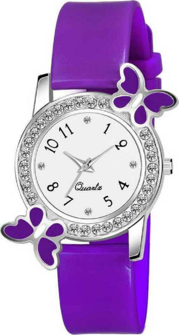 Amience Analog White Dial Purple Strap Watch For Girls - JioMart