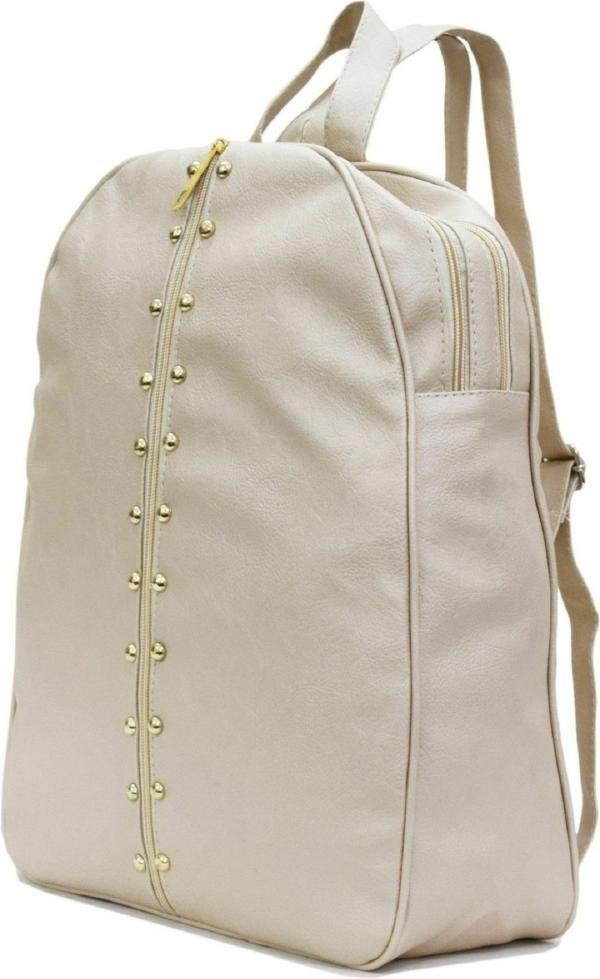 SARA Beige PU Leather Backpack 15 L - JioMart
