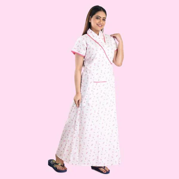 BELLAMY Women Pink Printed Pure Cotton Single Nighty - JioMart