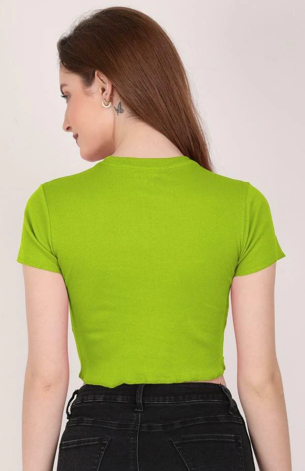 THE BLAZZE_Women Cotton Blend Light Green Crop Top_S - JioMart