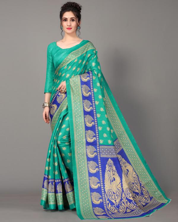 BHAKARWADi Pink Mysore Silk Peacock print Saree _( Gor_RUC-129-RAMA ...