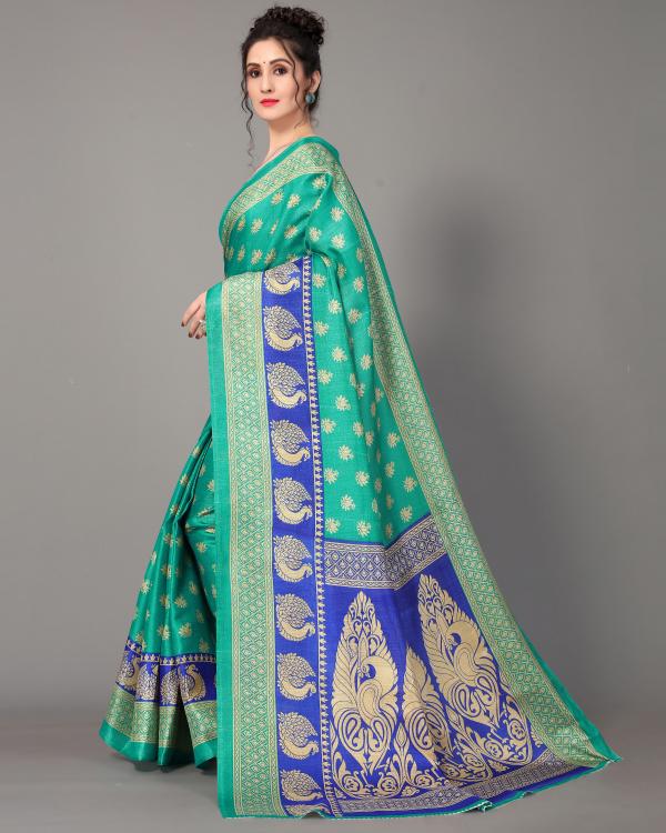 BHAKARWADi Pink Mysore Silk Peacock print Saree _( Gor_RUC-129-RAMA ...