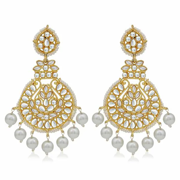 Sukkhi Gleaming Pearl Gold Plated Kundan Chandbali Earring for Women ...