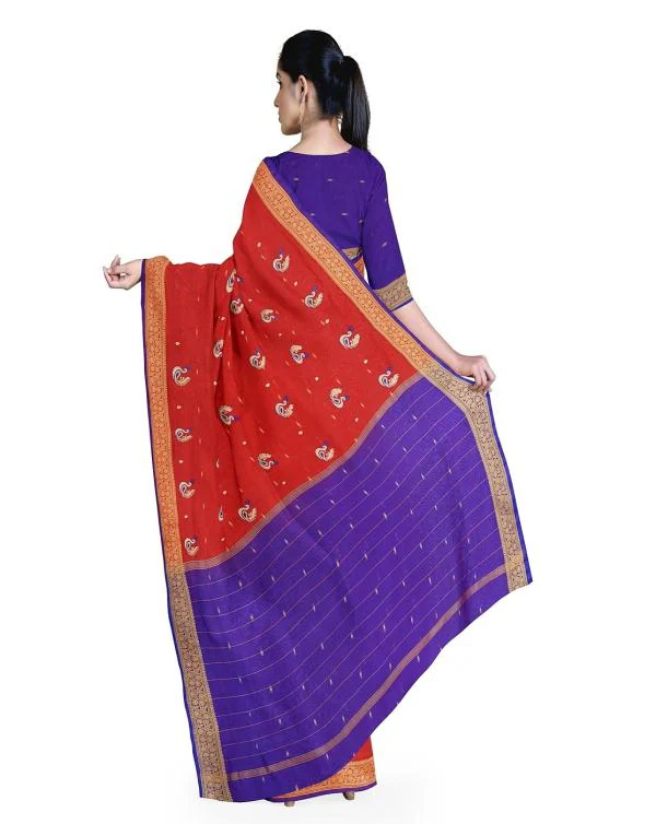 Naeusa Banarasi Satin Silk Contrast Zari Border Saree Pink (Rani ...