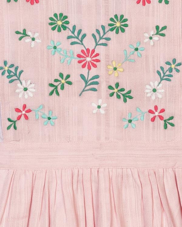 Budding Bees Girls Pink Embroidered Dress - JioMart