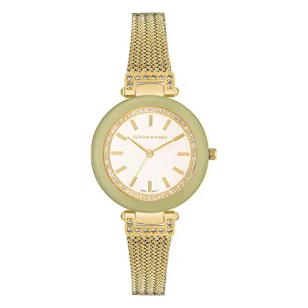 Giordano Analog Silver White Dial Gold Strap Watch For Women - JioMart