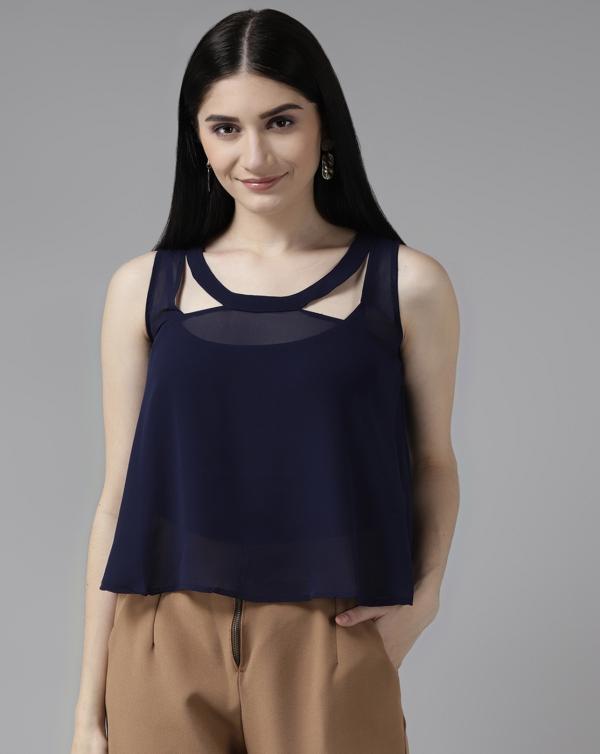Aarika Womens Navy Blue Color Top - JioMart