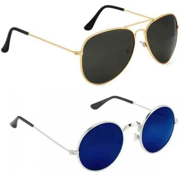 RMKK Round, Aviator Sunglasses (For Men & Women, Black, Blue) - JioMart