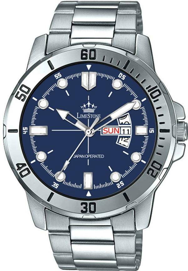LIMESTONE Analog Blue Dial Silver Strap Watch For Men (LS3070) - JioMart
