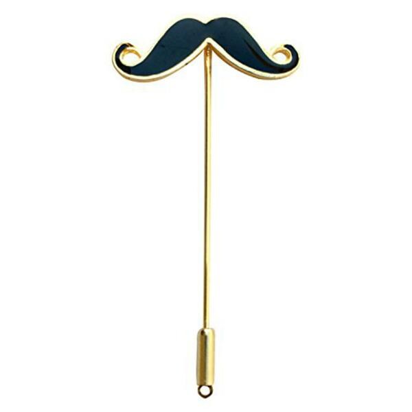 Fure Metal Enamel Moustache Lapel Pin Gold (Men) - JioMart