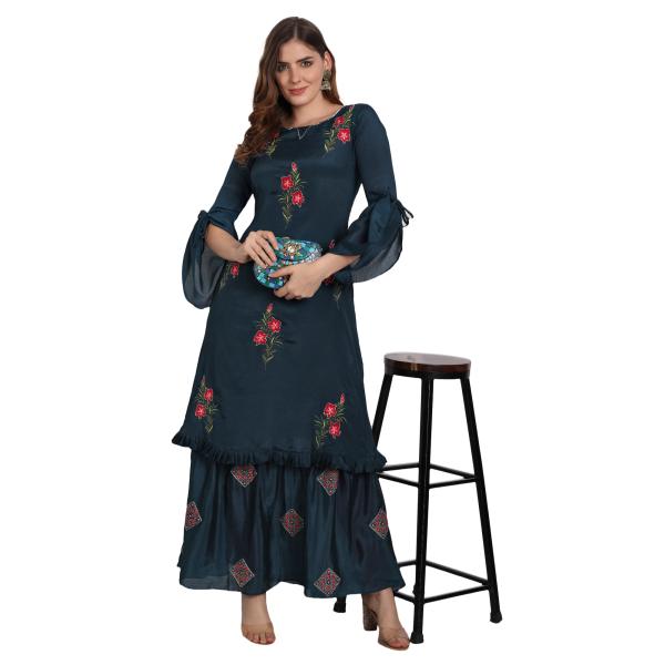 18 Attitude Full Length Ethnic One piece PEACOCK BLUE (XXXL) - JioMart