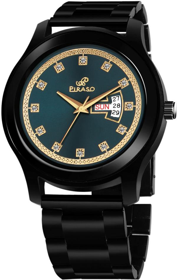 PIRASO Analog Blue Dial Black Strap Watch for Men and Boys - JioMart