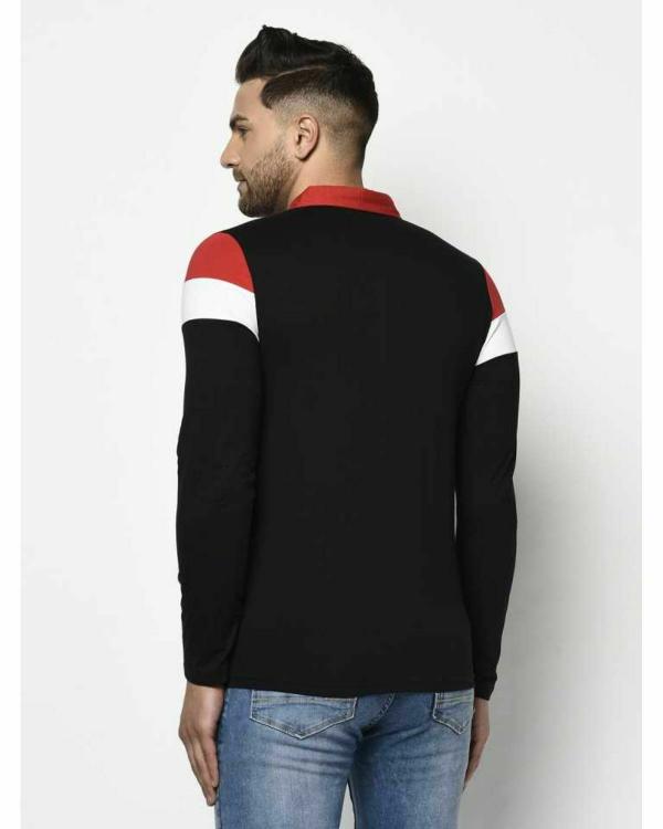 Glito Color Blocked Multicolor Full Sleeves Polo T-shirts For Men's ...