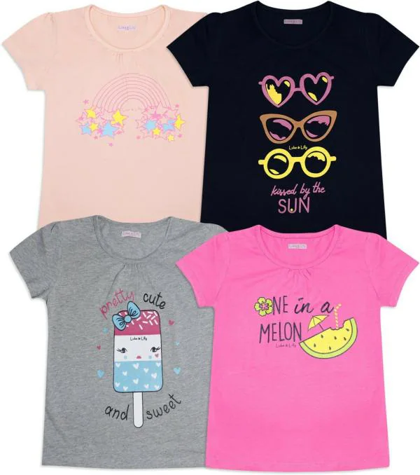 Luke and Lilly pack of 4 Girls Half Sleeve Tshirt - JioMart