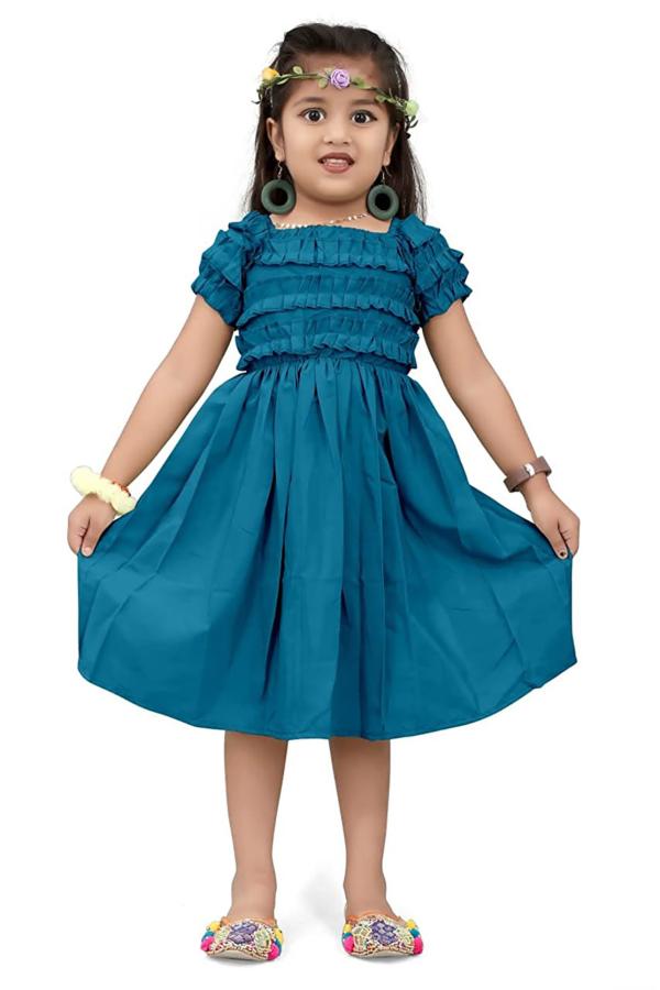 CROWN HUNTER Girls Multicolor Solid Belted Dress - JioMart