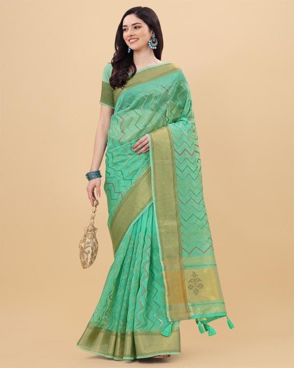 RekhaManiyar Cotton Silk RAMA Color saree - JioMart