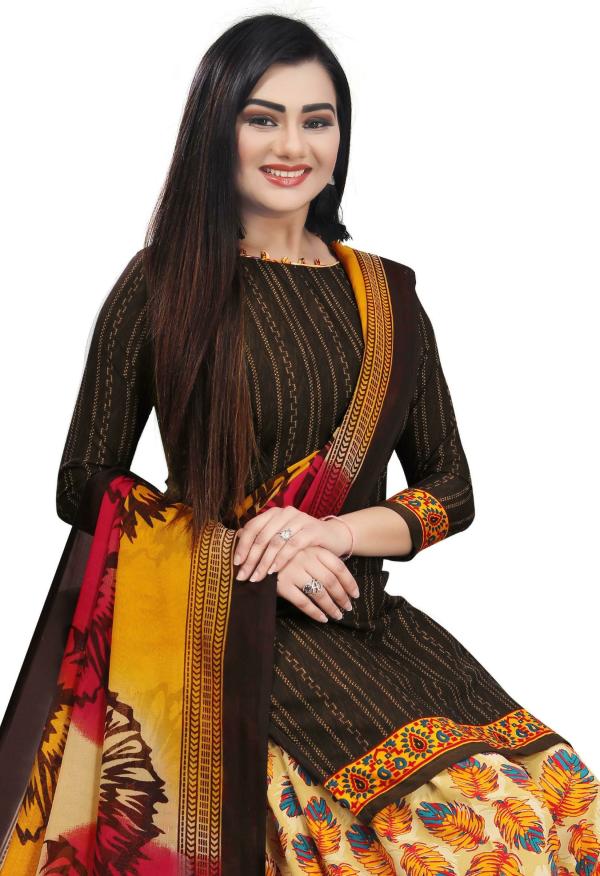 GEE NEXT CREATION BELIEVING IN NEXT Women Brown Printed Crepe Single Unstitched Dress Material ...