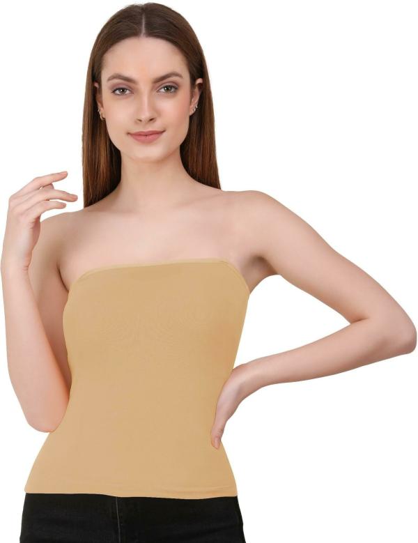 THE BLAZZE_Women Cotton Blend Beige Tube Top_M - JioMart