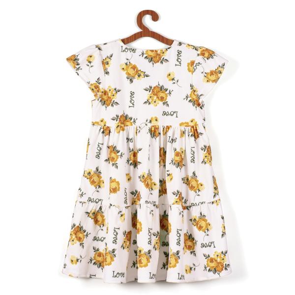 MYY Girls A-Line Floral Printed White/Yellow Color Frock - JioMart