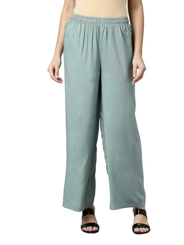 GO COLORS Women Grey Solid 100% Cotton Palazzos - JioMart