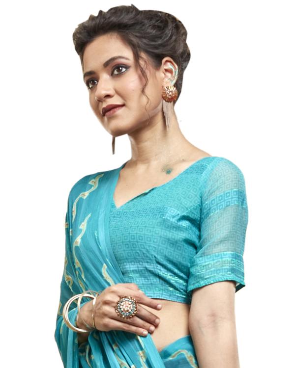 TRIVENI Blue Chiffon Lahariya Print Saree - JioMart