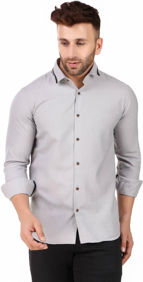 Adwyn Peter Men Grey Solid 100% Cotton Single Shirt - JioMart