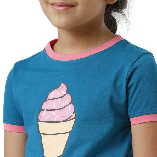 De Moza Girls Blue Printed Cotton Top - 6 to 7 Years - JioMart