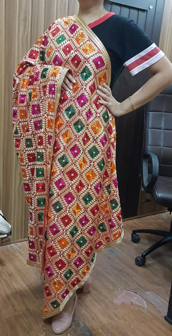 Designer Phulkari embroidered dupatta - JioMart