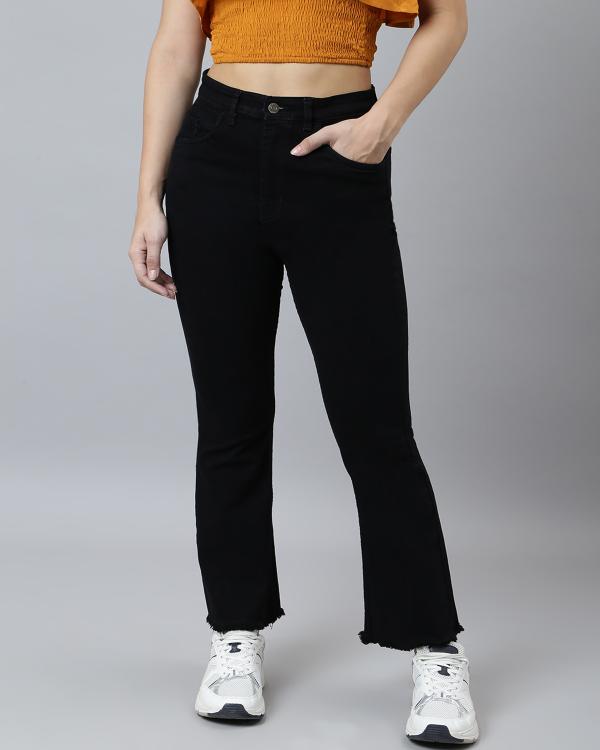 Guti Women High Rise Ankle Length Black Bootcut Jeans - JioMart