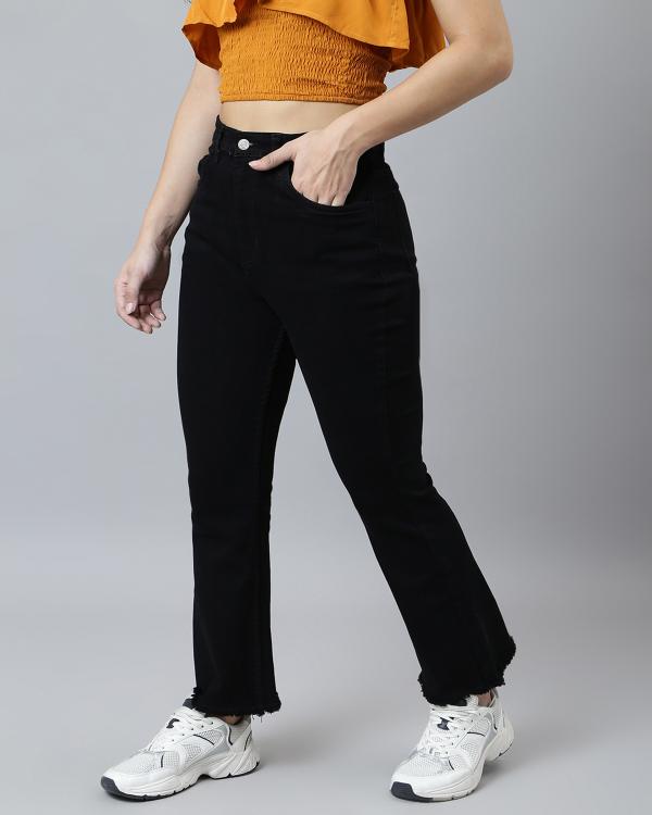 Guti Women High Rise Ankle Length Black Bootcut Jeans - JioMart