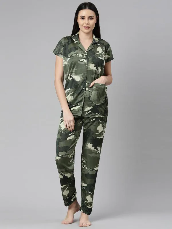 Loody'S Women Green Satin Night Suit Set (Xl) | Satin Nighties | XL ...