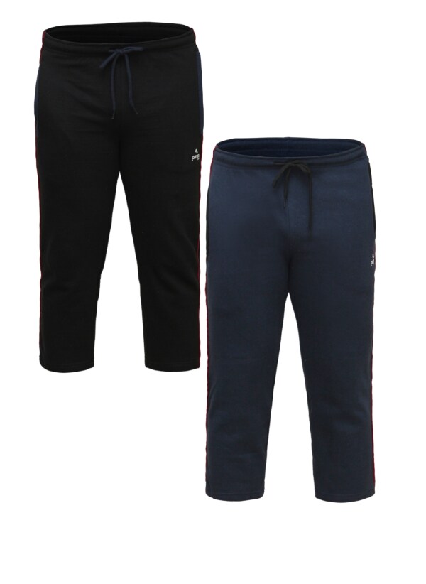 Aurora Shine - Men's Solid Black Navy Combo Relaxed Fit Track Pant With ...