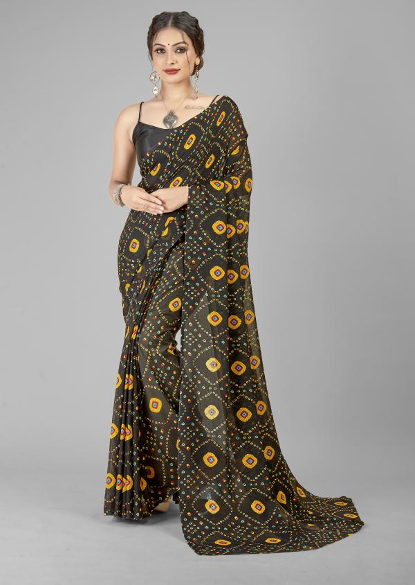 Anand Women Multicolor2 Self Design Pattern Georgette Single Saree ...