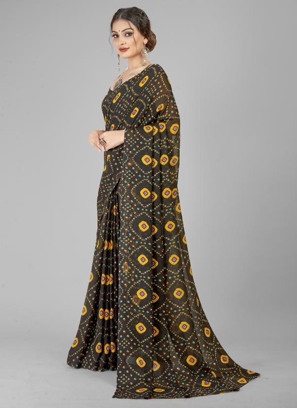 Anand Women Multicolor2 Self Design Pattern Georgette Single Saree ...