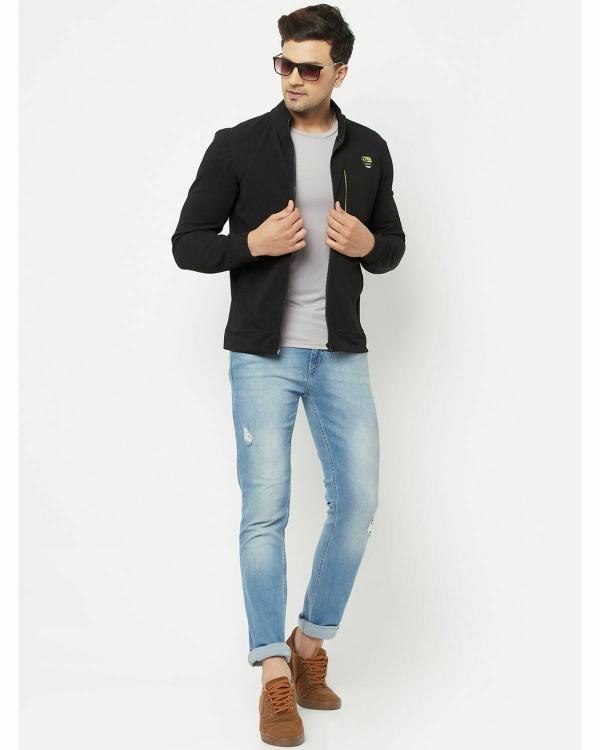 Glito Black Solid Dry-Fit Regular Fit Sports Wear Jacket/Upper For Men ...