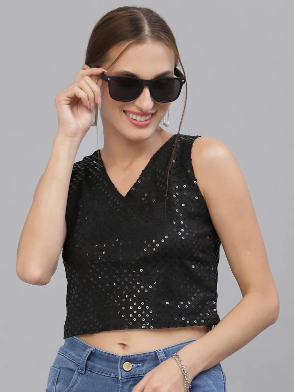Style Quotient Women Black Embellished Crop Top - JioMart
