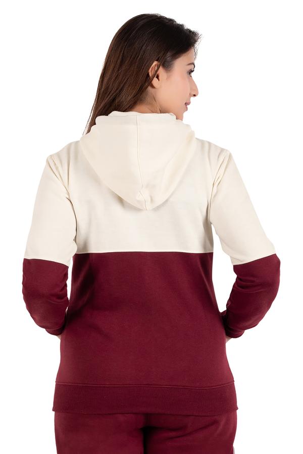 YHA Women's Regular Fit OffWhite Wine Zipper Jacket - JioMart