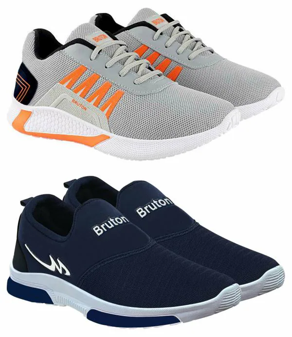 BRUTON Combo Pack of 2 Sports Shoes, Running Shoes For Men (Grey , Blue ...