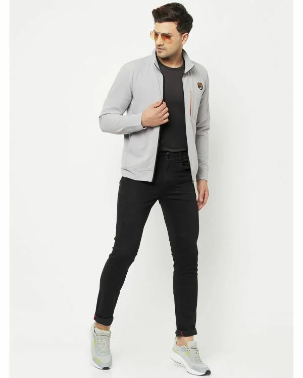 Glito Grey Solid Dry-Fit Regular Fit Sports Wear Jacket/Upper For Men ...