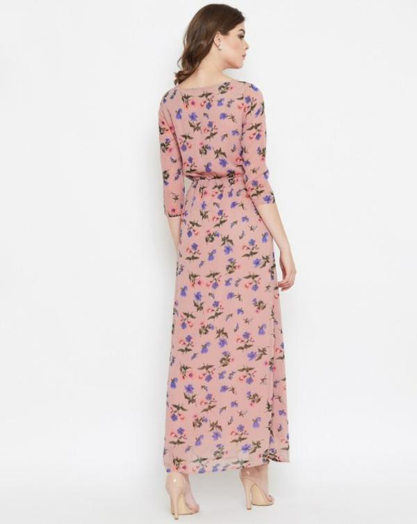 PURYS Women Pink Printed Polyester Dress - JioMart
