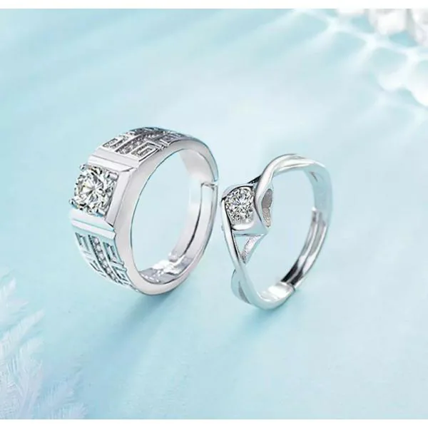 Nilu's Collection Silver Plated Copper Adjustable Couple Ring for Men ...