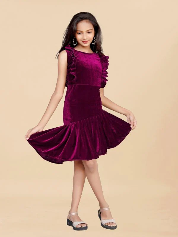 Julee Girl's Velvet Fish Cut Dress - JioMart