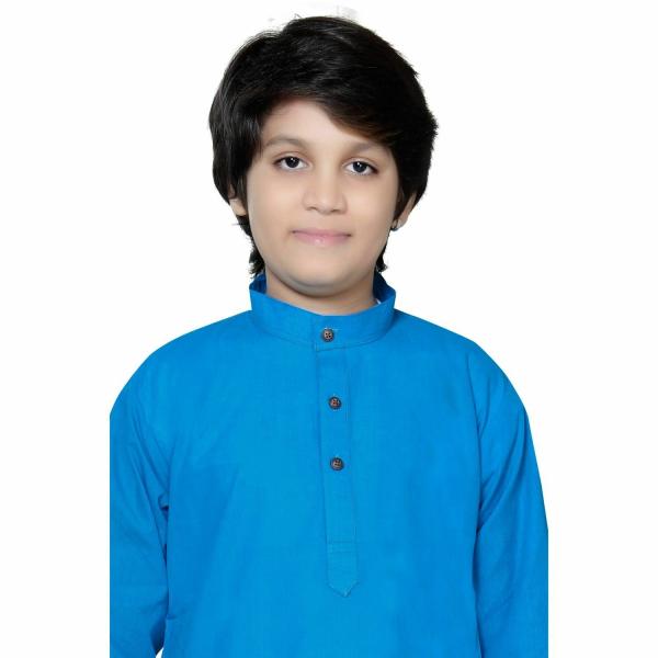 Baba & Baby Boys Traditional Ethnic Wear Handloom Cotton Plain Blue ...