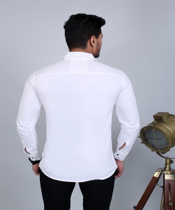 PODGE Men Slim Fit Solid Spread Collar Casual White Shirt - JioMart