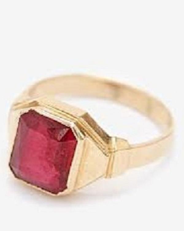 Ceylonmine Ruby Manik Stone Natural Gold Plated Ring - JioMart