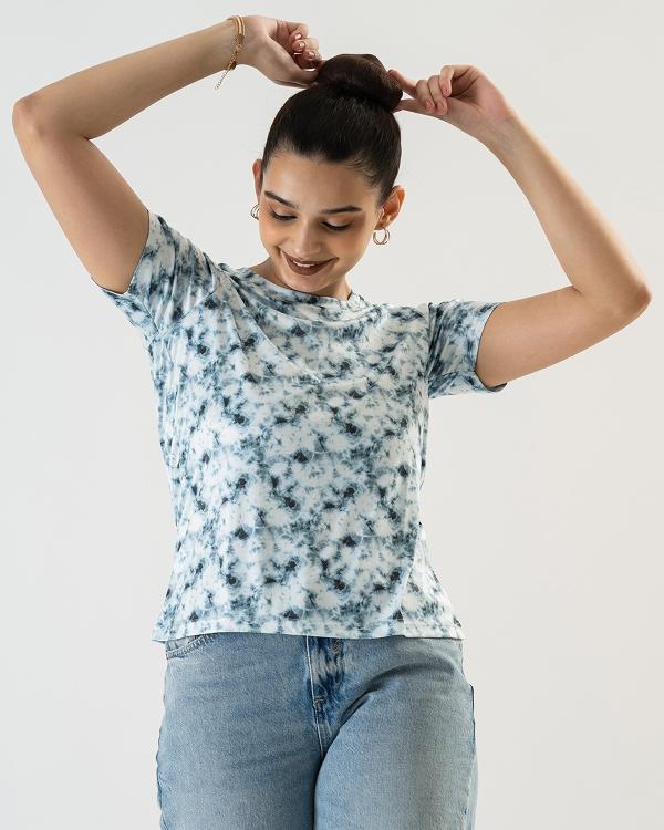 14 Fab Women Poly Cotton Fabric tie dye Blue Color top For women - JioMart