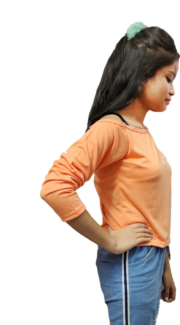 Locavestir Girls Orange Graphic Cotton Blend Crop Top (12-13Y) - JioMart