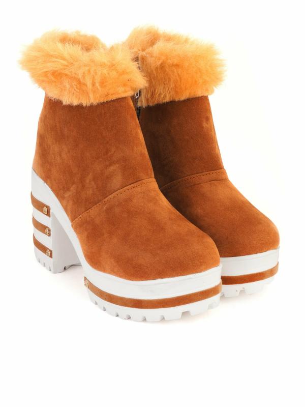 Shimari's Trendy Tan Suede Boots for Women - JioMart