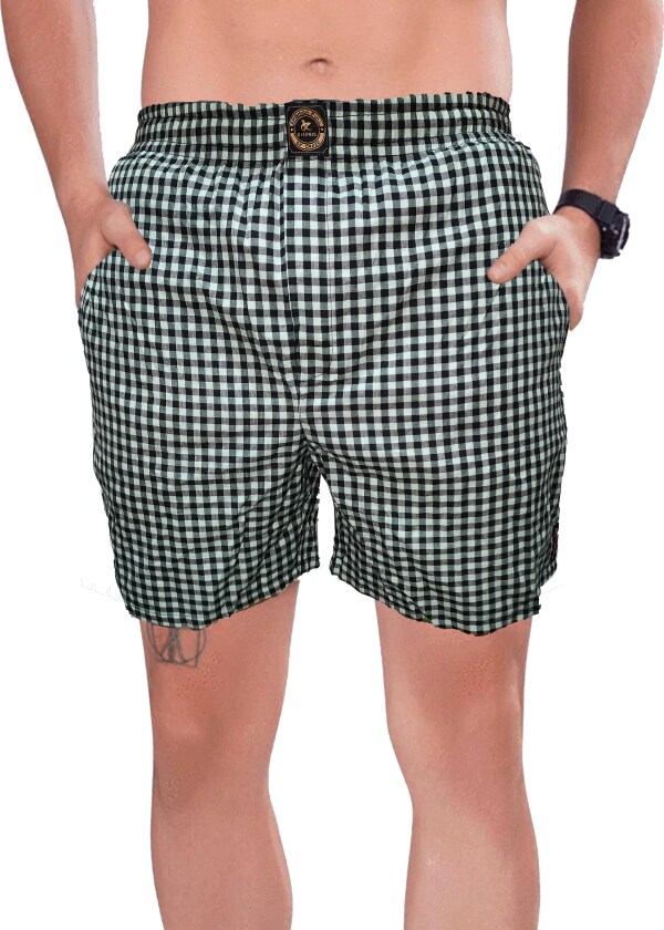 RJ Craze Cotton Check Boxer for Men's, 2 Side Pockets (Pack of Three ...