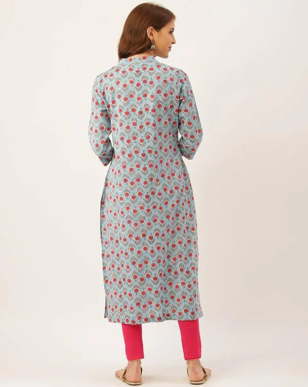 Blue Front and Side Slit Kurta - JioMart